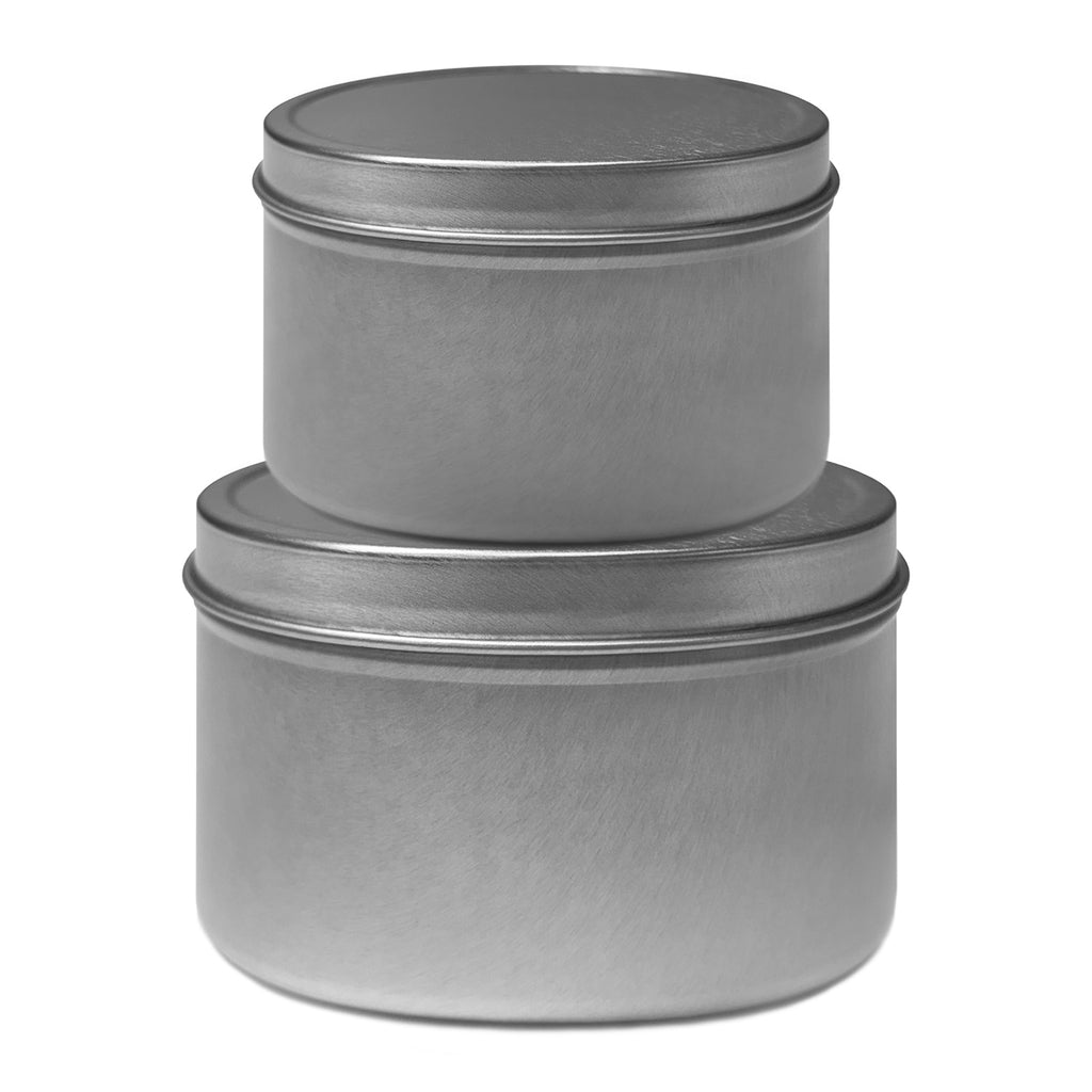 Silver Round Metal Tins with Solid Lid